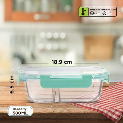 Allo Innoware Glass Lunch Box 580 ml (Pack of 1) - JioMart