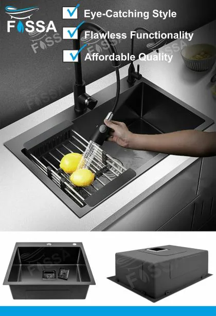 Fossa Handmade Kitchen Sink/Single Bowl With Tap Hole /Size 24x18x10 ...