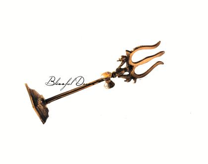 Blissful Decor Brass Trishool with Damru Stand | Trishul with Damru ...