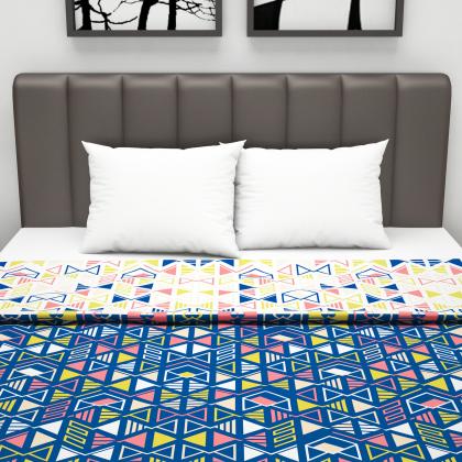 Divine Casa Blue and Peach Microfiber Polyester Double Reversible Dohar ...