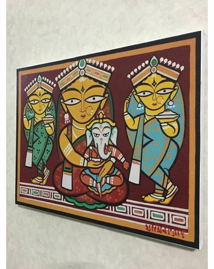 DECOR ADVENTURES Parvati-Ganesh by Jamini Roy Wall Painting 14 x 18 ...