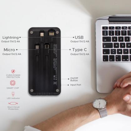 Urban Audio Black 10000 mAh 12W Quick Charging Power Bank with ...