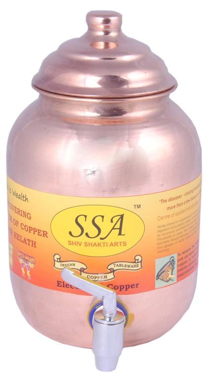 copper plane water pot/water tank jal dhara capacity 2 litre containe ...