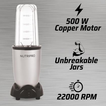 NUTRIPRO Bullet 2 Jar Juicer Mixer Grinder (500 Watts, Silver) - JioMart