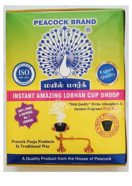 PEACOCK INSTANT LOBHAN DHOOP CUP 6PCS - JioMart