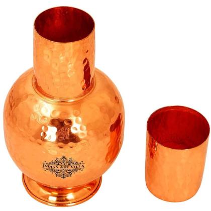 Indian Art Villa Copper Hammered Surai Design In-built Glass Bedroom ...