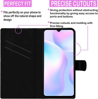 Hupshy Mi Redmi 9i, Mi Redmi 9A Black and Brown Leather Back Cover ...