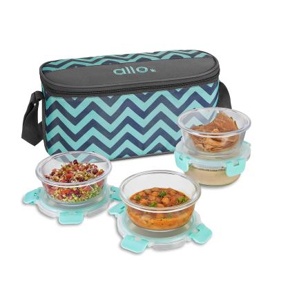 Allo Innoware Glass Lunch Box with Canvas Bag 390 ml (Pack of 4) - JioMart