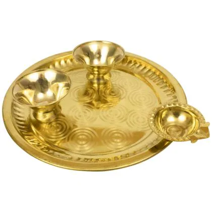 Spillbox Traditional Handcrafted Brass Thali/Aarti Plate for Puja ...