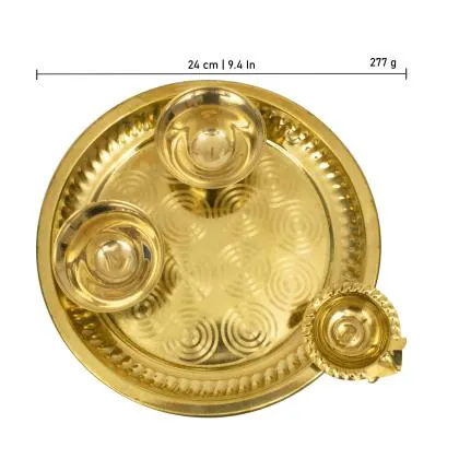 Spillbox Traditional Handcrafted Brass Thali/Aarti Plate for Puja ...