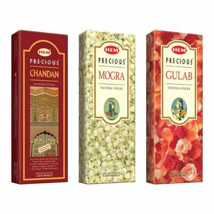 HEM Precious Gulab, Mogra and Chandan Fragrance Incense Sticks 230 g Each (Pack of 3) - JioMart