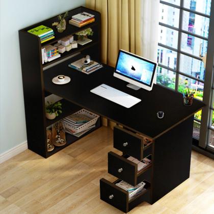 Kawachi Compact Computer Laptop Desk Study Table with 4 Shelves Storage ...