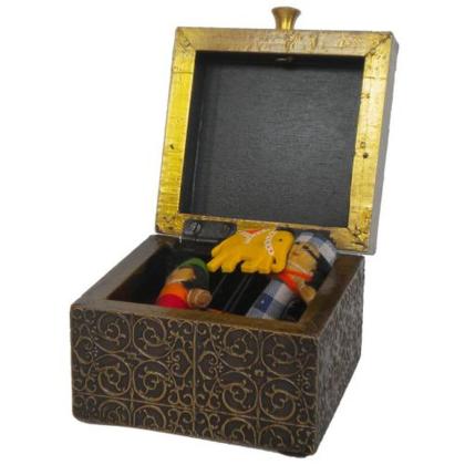 Artlivo Golden Solid Wood, Metal BLING Floral Square Box 10 cm x 10 cm ...