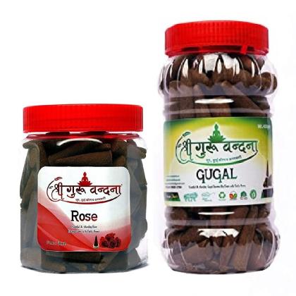 SHREE GURU VANDANA -ROSE DHOOP SMALL 60 CONES-GUGGUL DHOOP 400GM CONES ...