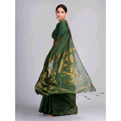 Biswas Handloom Cotton Silk Woven Sequence Kolka Jamdani Buta Design Saree - JioMart