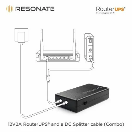RESONATE Router UPS CRU12V2A & DC Splitter Cable, Power Backup, Mini ...