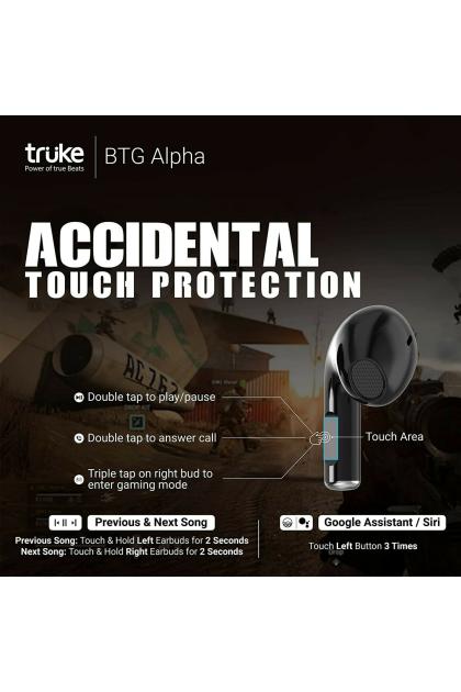 truke BTG Alpha True Gaming Earbuds with 40ms Low Latency Gaming Mode, 7 RGB LEDs, Instant ...