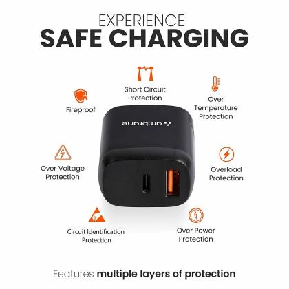 Ambrane 20W Dual port BoostedSpeed charger with power delivery and ...