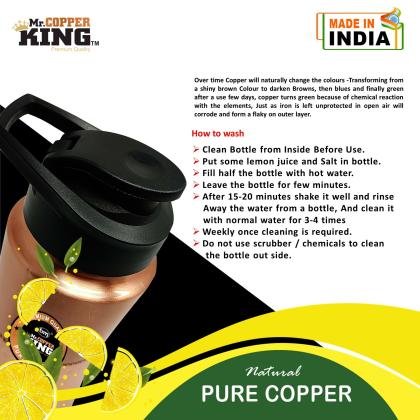 Mr. Copper King Premium Pure Copper Sipper Bottle 800ml _Fancy Hammered ...