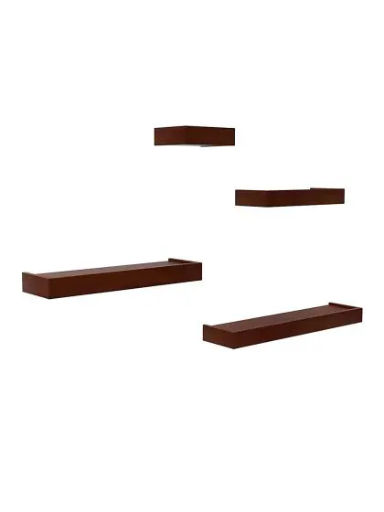 Home Sparkle Brown Wooden Wall Shelves With Large Storage For Living ...