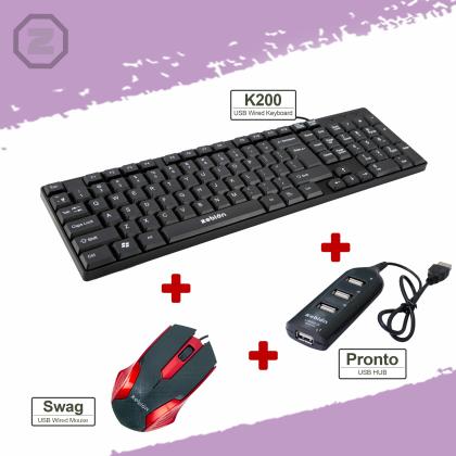 Zebion K200+ Swag + Pronto101 Wired USB Keyboard, Mouse & USB HUB Combo ...