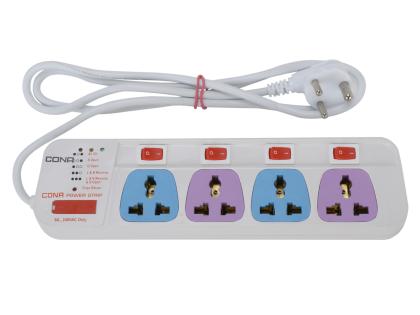 CONA 2641 COLOUR 6A 4x4 Power Strip with 1.5 meter cable and Power ...