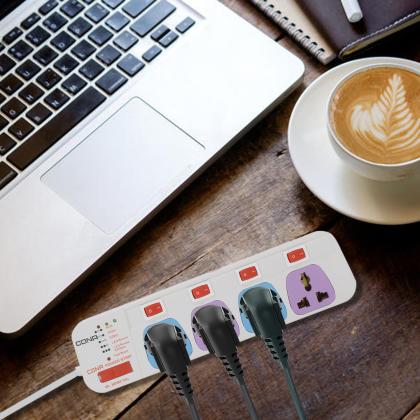 CONA 2641 COLOUR 6A 4x4 Power Strip with 1.5 meter cable and Power ...