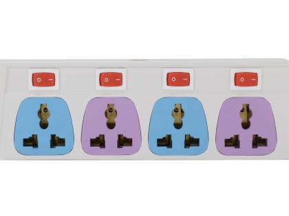 CONA 2641 COLOUR 6A 4x4 Power Strip with 1.5 meter cable and Power ...