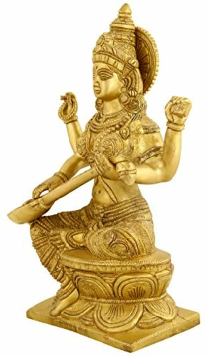 Kalakrithi Religious Brass Sharada Statue with Gold Colour Finishing 30 ...