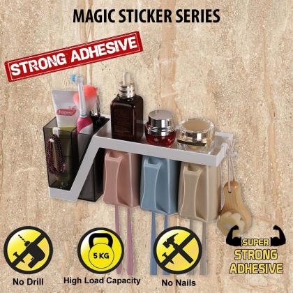 ELITEHOME 4 cup Toothbrush Holder For Bathroom Storage Organizer Rack ...