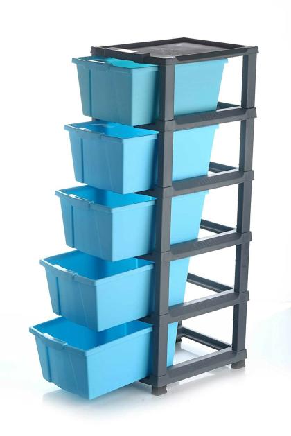 Darkpyro Blue Plastic 5 Layer Foldable Modular Drawer System - JioMart