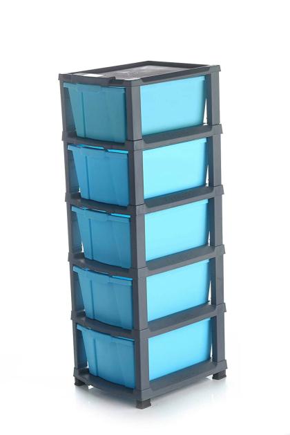Darkpyro Blue Plastic 5 Layer Foldable Modular Drawer System - JioMart