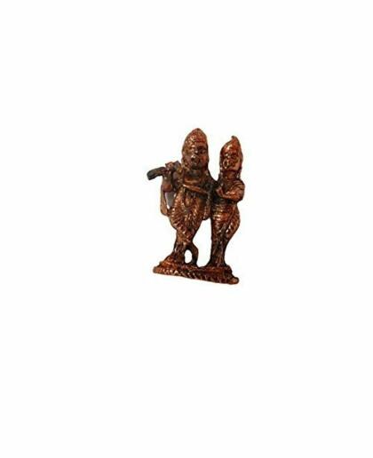 ZYANA Lord Krishna with Radha Krishna Idol Copper Showpiece (15 x 10 x ...