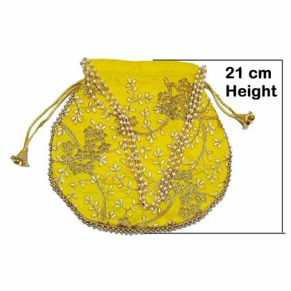 HC The CRAFTS Silk Batwa Bag Combo For Women's Yellow,Pink and Blue ...