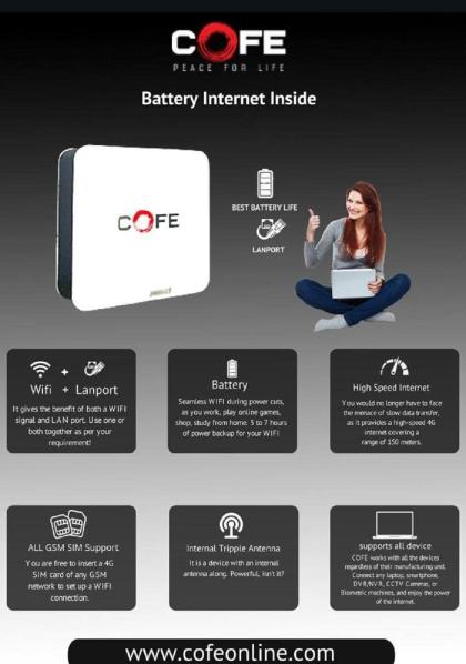 COFE 4G Internet WiFi Device with Internal Antenna,WiFi and LAN Port,5 ...
