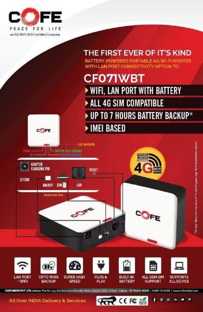 COFE 4G Internet WiFi Device with Internal Antenna,WiFi and LAN Port,5 ...