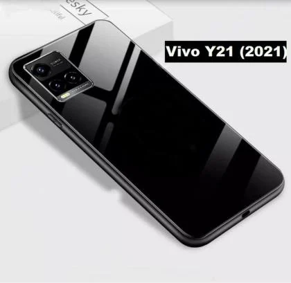 Zybux Vivo Y21(2021) Black Glass and Silicon Mobile Back Cover - JioMart