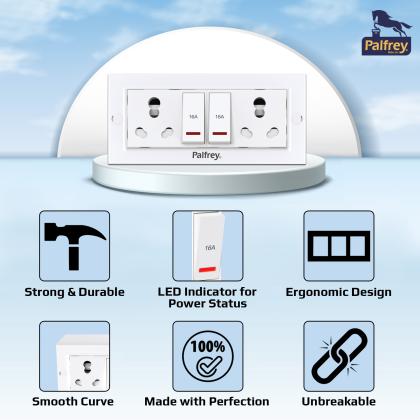 Palfrey Electric Extension Board - 16A + 16A with Two Switch (LED ...