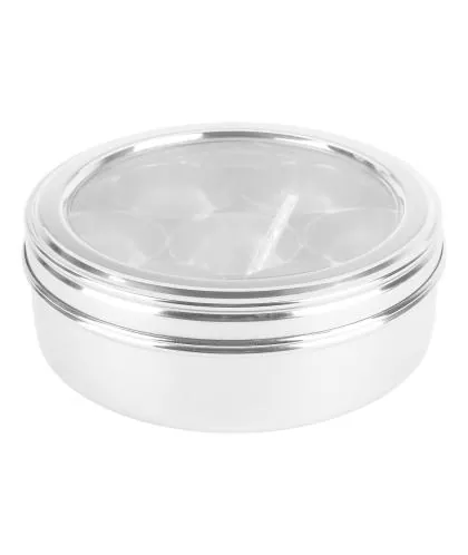 Omega Stainless Steel Masala Dabba/Spice Box with See Through Lid, 7 ...
