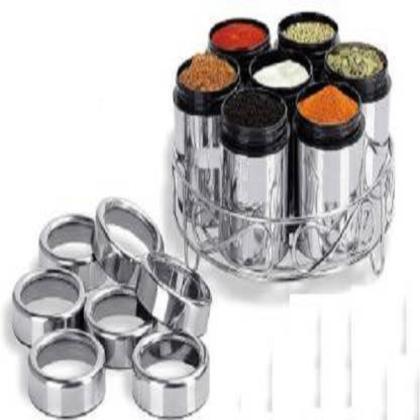 LIMETRO STEEL 7in1 Stainless Steel See Through Lid Masala Stand Dry ...