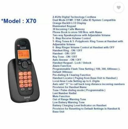 Beetel X70 Cordless Landline Phone (Black) - JioMart