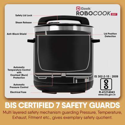 Geek Robocook Zest 3 Litre Electric Pressure Cooker with NS Cooking Pot ...
