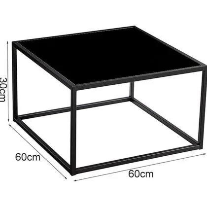 Heera Moti Square Coffee Tables Simple Modern Center Table for Living Room Home Office (Black ...
