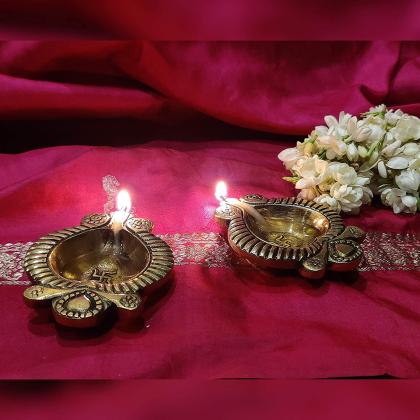Divya Mantra Golden Brass Swastik Diya ,DM00074 - JioMart