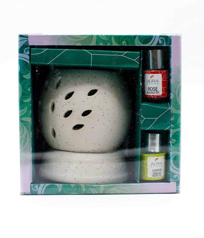 AuraDecor Off White Ceramic Electric Aroma Diffuser Gift Set With 2 ...