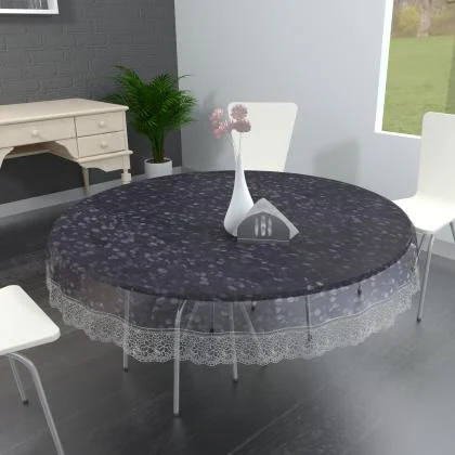 MONKDECOR PVC 3D Transparent 4 Seater Round Dinning Table Cover With ...