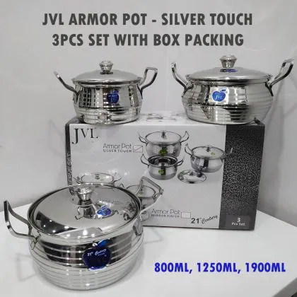 JVL Silver Stainless Steel Cookware And Serveware Essential Utensil Pot ...