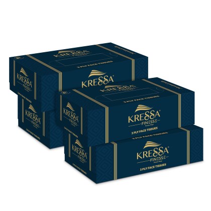 Kressa 3 Ply Face Tissue Box | Facial Tissue | 4 Boxes 80 Pulls Per Box ...