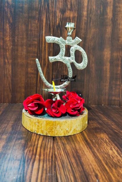 Blissful Decors Pure Brass Gold Plated Religious 'OM' diya bati Symbol ...