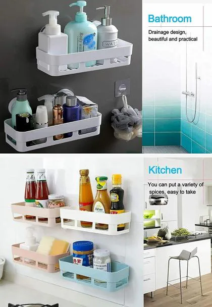 MorivaHomes Self-Adhesive Bathroom Shelf Organizer No Drilling Bathroom ...